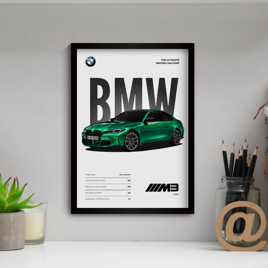 BMW M3 Poster (A4, Framed) – Funkyou.store
